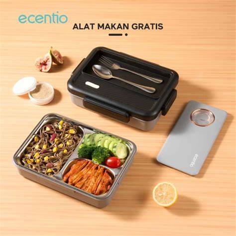 Jual Ecentio Tempat Makan Stainless Sekat Ml Kotak Bekal Lunch Box Tahan Panas Anti Bocor