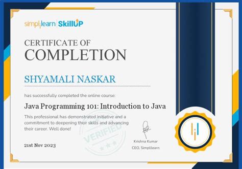 Shyamali Naskar On Linkedin Shyamali Naskar Has Successfully Completed The Java Programming 101