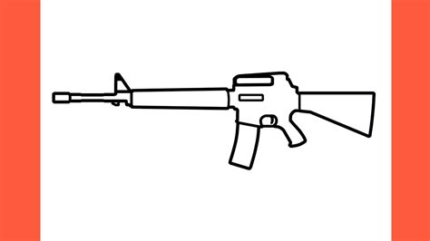 How To Draw M16A4 Rifle From PUBG Easy Drawing M16a1 Gun Step By Step