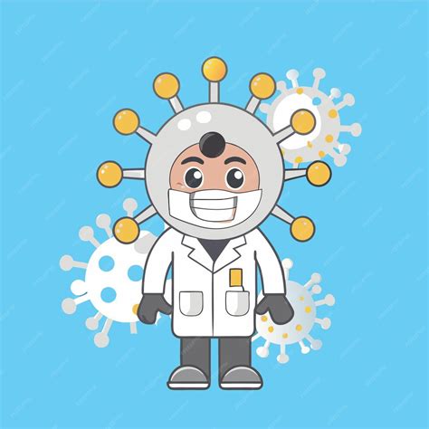 Um Desenho Animado De Um Robô Com Uma Bata Branca E Uma Bata Branca Vetor Premium Gerado Com Ia