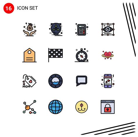 16 User Interface Flat Color Filled Line Pack Of Modern Signs And Symbols Of Basic Look