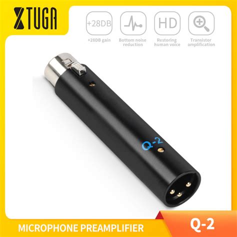 Q 2 48V Dynamic Microphone Amplifier 28dB Gain Dynamic Mic Preamplifier Whole Metal Microphone