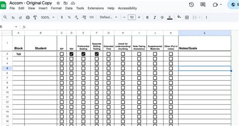 Student Accommodations Tracker Iep And 504 Spreadsheet For Teachers