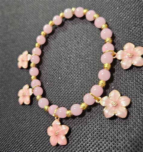 Dainty Pink Flowers Using Pink Glass Beads Etsy Uk Glass Beads