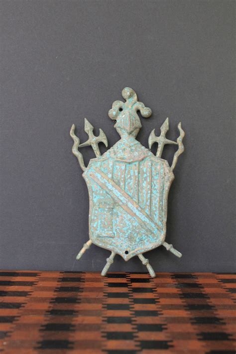 Vintage Knights Shield Emblem Bronze Medieval Wall Decor Knight Helm