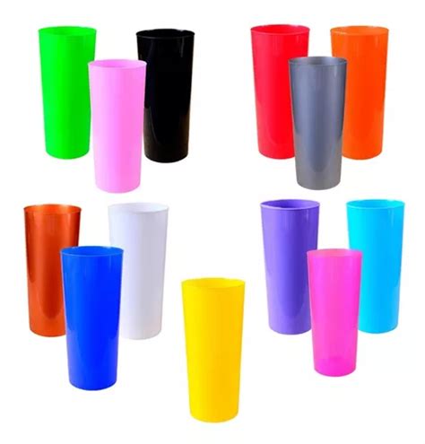 Vaso Colores Descartable Flexible Trago Largo Pp X Uni