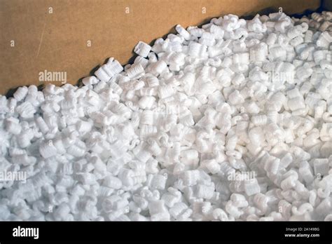 A Large Box Of Styrofoam Packing Peanuts For Shipping Fragile Items Stock Photo Alamy
