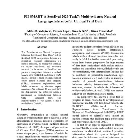 FII SMART At SemEval 2023 Task7 Multi Evidence Natural Language