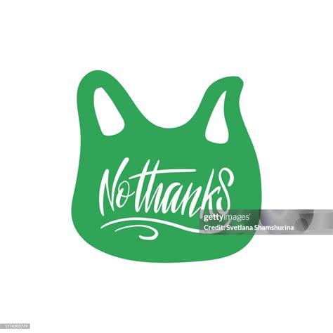 no thanks text quote on plastic bag vector quote lettering about eco