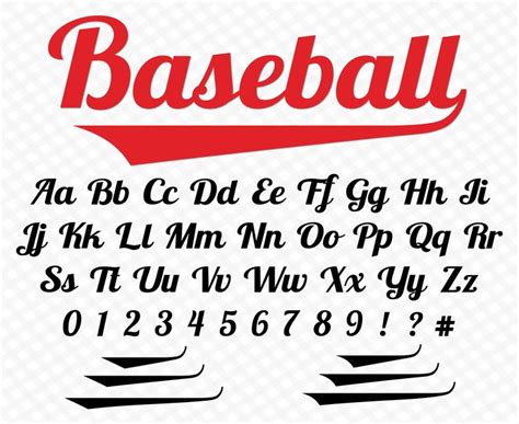 Baseball Font Softball Font Baseball Font Eith Tails Baseball Cursive