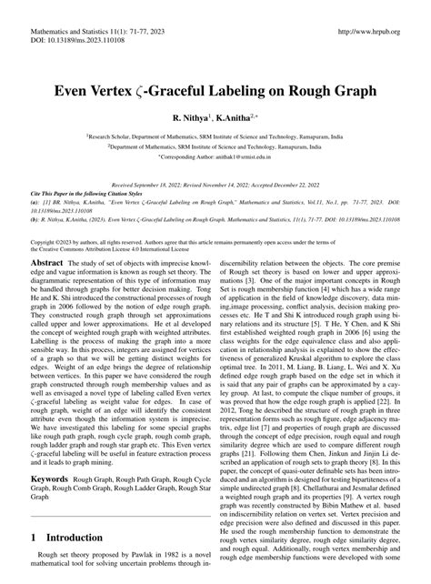 PDF Even Vertex Graceful Labeling On Rough Graph