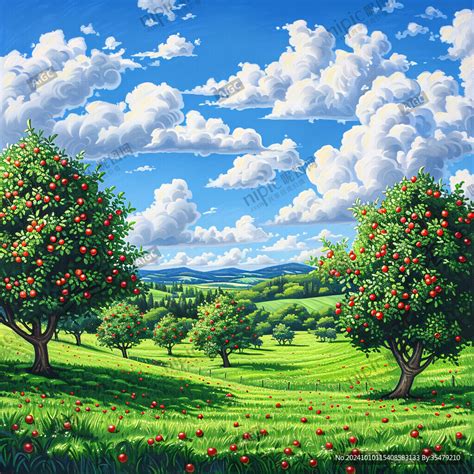 Ai创作图3d立体画苹果树 苹果树3d画 春天风景油画 果树装饰画 春天风景画 果园苹果装饰画 3d画苹果树 橘子树插画 野外风景画 春色风景画 红色果树风景 手绘橘子树 苹果树苹果地 果园