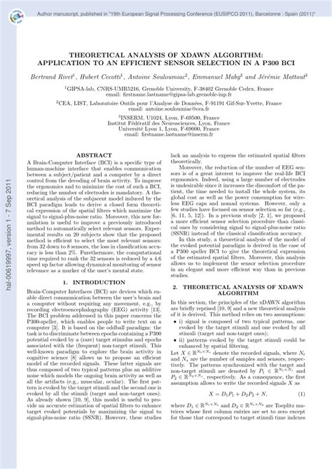 Pdf Theoretical Analysis Of Xdawn Algorithm Application To An