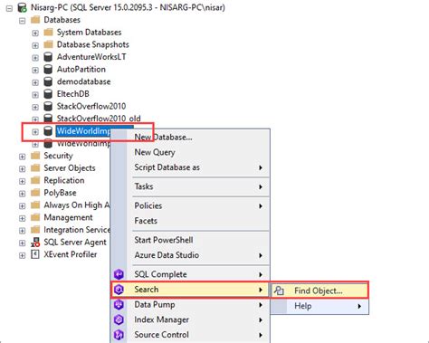 Different Ways To Search Database Objects