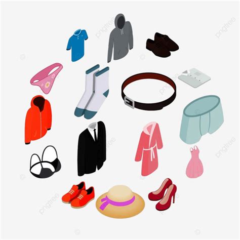 在白色背景上隔離的等距 3d 樣式中設置的衣服圖標 帶 紡織品 人設向量圖案素材免費下載，png，eps和ai素材下載 Pngtree