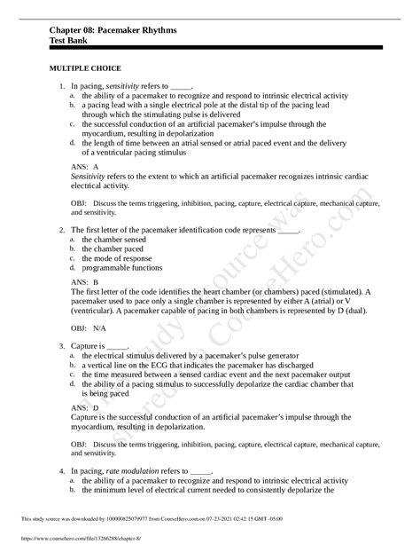 Test Bank For Ecgs Made Easy 6th Edition By Barbara Chapter 08 Pacemaker Rhythms Scholarfriends