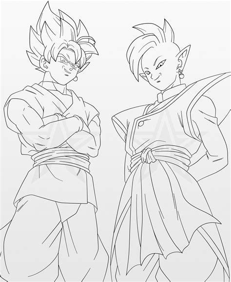 Goku Black X Zamasu 1 Line Art By Aubreiprince On Deviantart