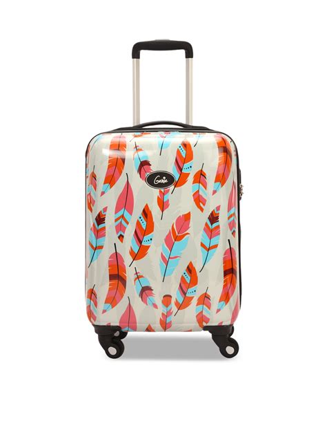 Buy Genie Girls Beige And Red Printed 21 Inches Small Hard Sided Cabin