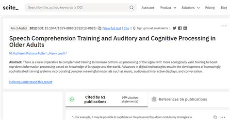 Speech Comprehension Training And Auditory And Cognitive Processing In Older Adults