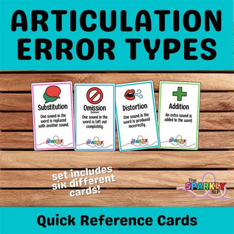 Quick Reference Cards Speech Articulation Error Types By The Sparkly Slp