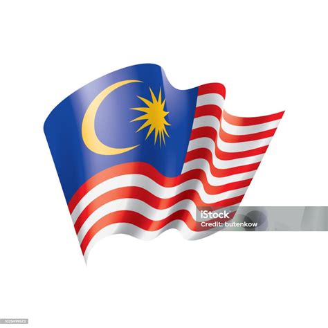 Bendera Malaysia Ilustrasi Vektor Dengan Latar Belakang Putih Ilustrasi Stok Unduh Gambar