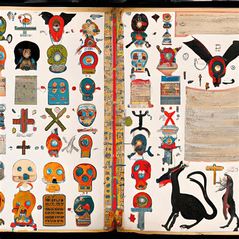 Biblical Era Codex Pages Filled With Colorful Alien Species Skulls