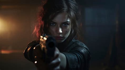 Premium Ai Image Angry Girl Aiming A Gun At You
