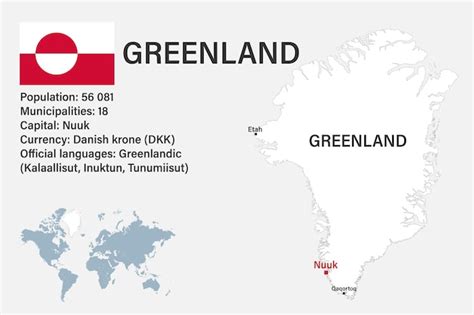 Carte du Groenland très détaillée avec capitale du drapeau et petite