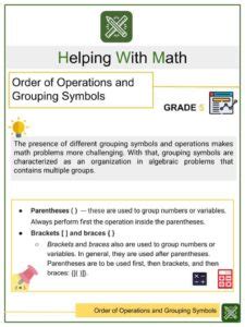 Order Of Operations And Grouping Symbols Helping With Math