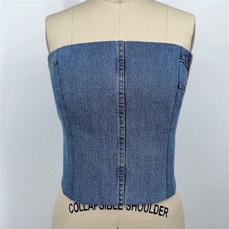 Reworked Levis Patchwork Denim Corset Size Large Light Medium Wash