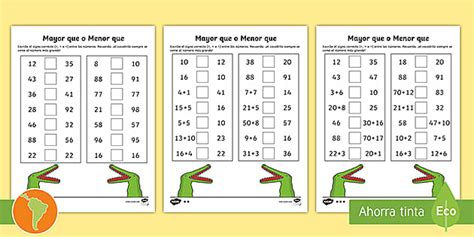 Mayor Menor E Igual Para Primero De Primaria Fichas De Trabajo Hot My