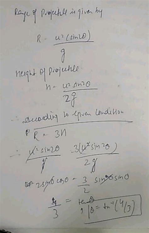 a projectile is fired in such a way that its horizontal range is