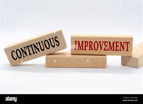 Continuous Improvement Text On Wooden Blocks Business Culture And Operational Excellence