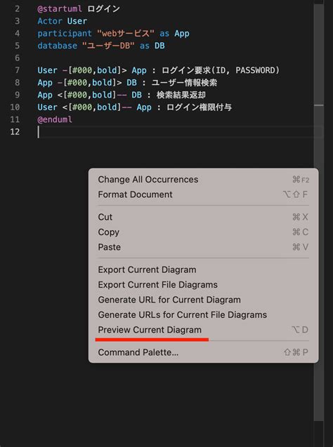 VSCode Visual Studio Code でUMLを使用してシーケンス図を書く方法