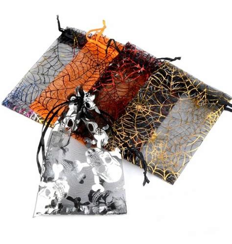 선물상자 선물박스 싸바리박스 대형 포장지 10x15cm 할로윈 오간자 선물 가방 드로 스트링 스파이더웹 멀티 티몬