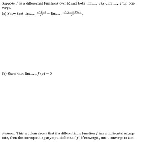 Solved Suppose F Is A Differential Functions Over R And Both