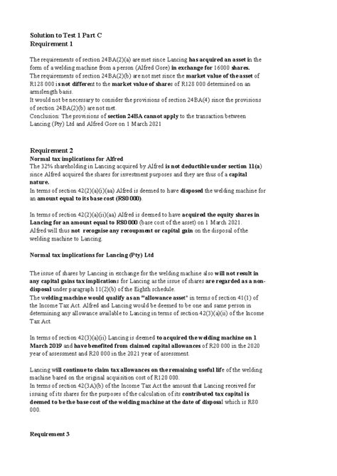 Q1 Sol Part C Past Test Solution To Test 1 Part C Requirement 1 The