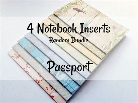 Set Of 4 Passport Travelers Notebook Inserts Random Surprise Cover And Inner Pages
