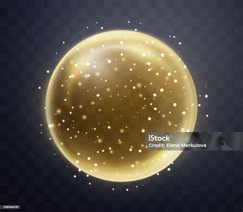 골드 마법 판타지 스피어 빛나는 반짝임과 입자가 있는 수정 구슬 글로우 플레어 조명 효과가 있는 에너지 구슬 투명한 배경에 고립되어 있습니다 벡터 일러스트 레이 션 금색에