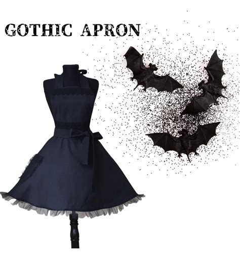 Black Gothic Apron With Tulle Frilly Witch Apron Etsy