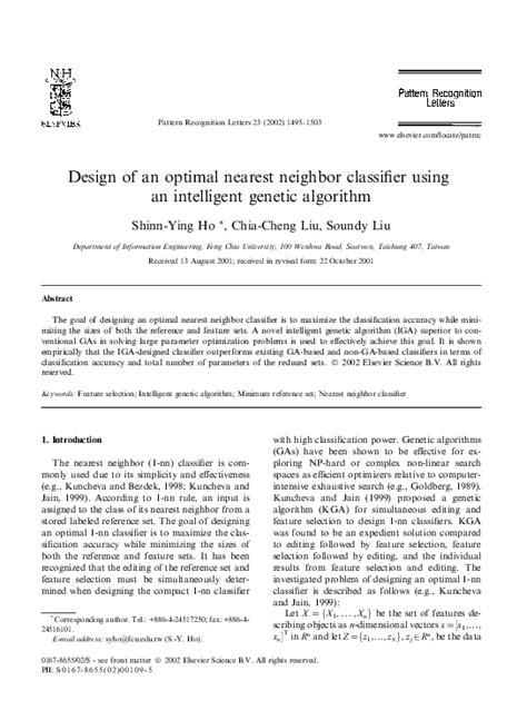pdf optimal nearest neighbor classifier via iga