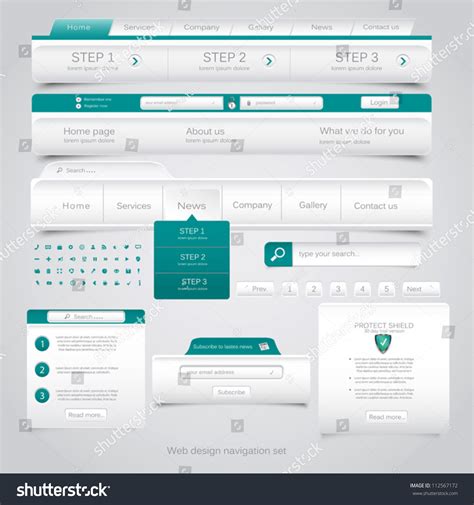 Web Design Navigation Set Vector Stock Vector Shutterstock