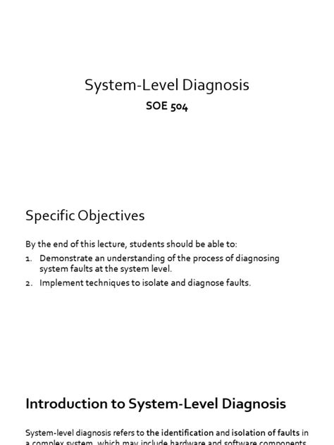 006 Lesson 6 System Level Diagnosis Pdf System Medical Diagnosis
