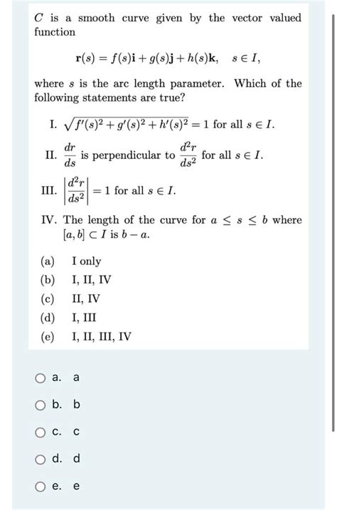 solved c is a smooth curve given by the vector valued