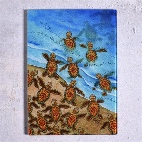 Ocean Bound Sea Turtles By Stephanie Kiker Tempered Glass Cutting Boar