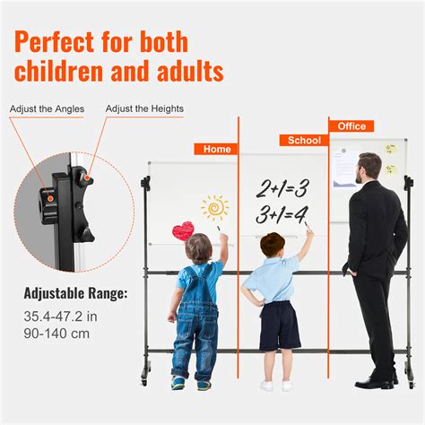 VEVOR Rolling Magnetic Whiteboard Double Sided Mobile Whiteboard 36x24