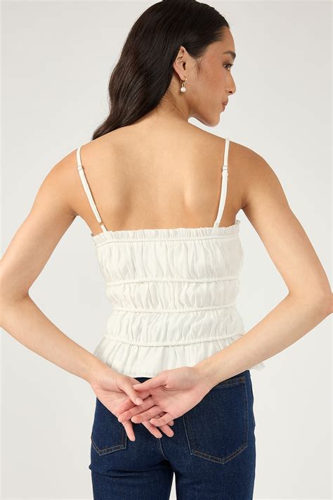 Perfect Stranger Diletta Shirred Cami Top White