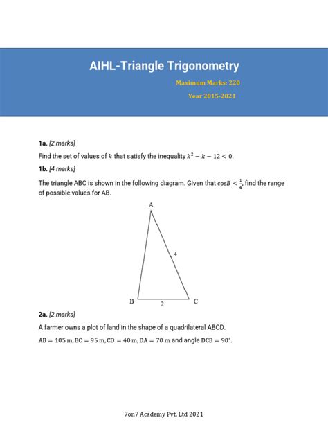 Aihl Triangle Trigonometry Pdf Mathematical Analysis