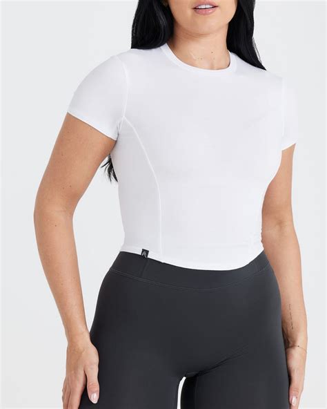 White Short Sleeve Shirt Women Mid Length Oner Active Us