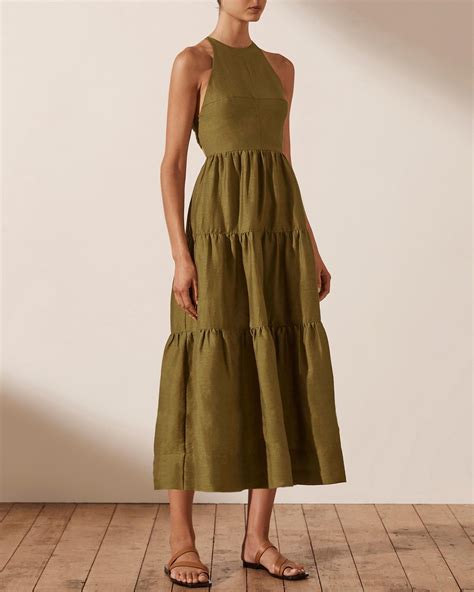 Maya Open Back Tiered Midi Dress Airrobe